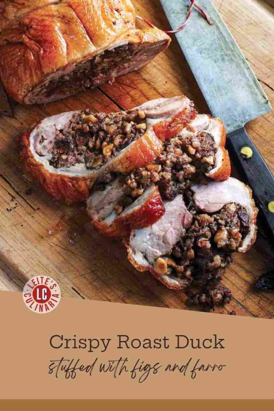 Roast Duck Stuffed with Farro, Figs, and Hazelnuts